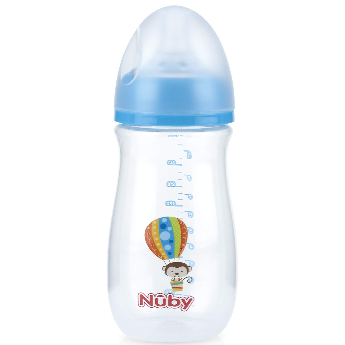 Nuby Wide Neck Bottle with Anti-Colic Air System, Colors/Prints May Vary, 1 Pack of 1 Bottle