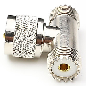 ANHAN UHF Male to UHF Female Tee Connectors, Pl259 Tee Connector pl259 Coaxial Cable Adapters SO239 Splitter for Ham Radio CB Antenna 1Pack