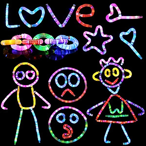 24 Pcs Glow Sticks Party Favors for Kids,Light Up Tubes Fidget Toys,Glow in The Dark Party Supplies Camping Toys, LED Bracelet Necklace Christmas Goodie Bag Stuffers Birthday Return Gifts