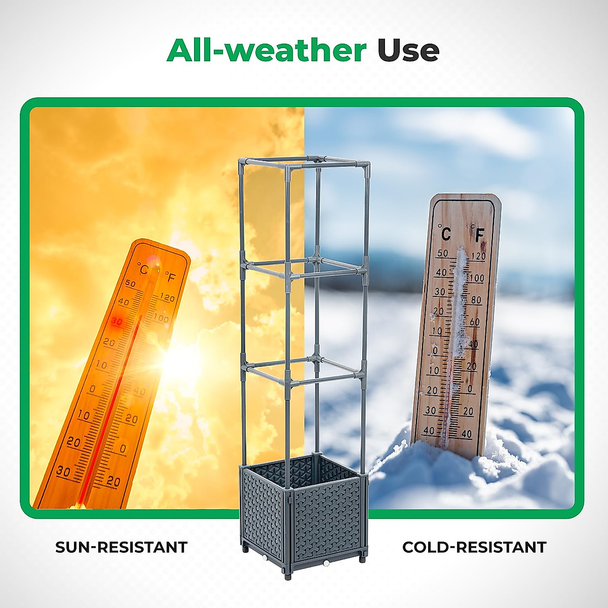 KOBAZ Raised Garden Bed with Tomato Planter Cage, Trellis Planter Boxes for Outdoor Patio Greenhouse Gardening Climbing Vegetables