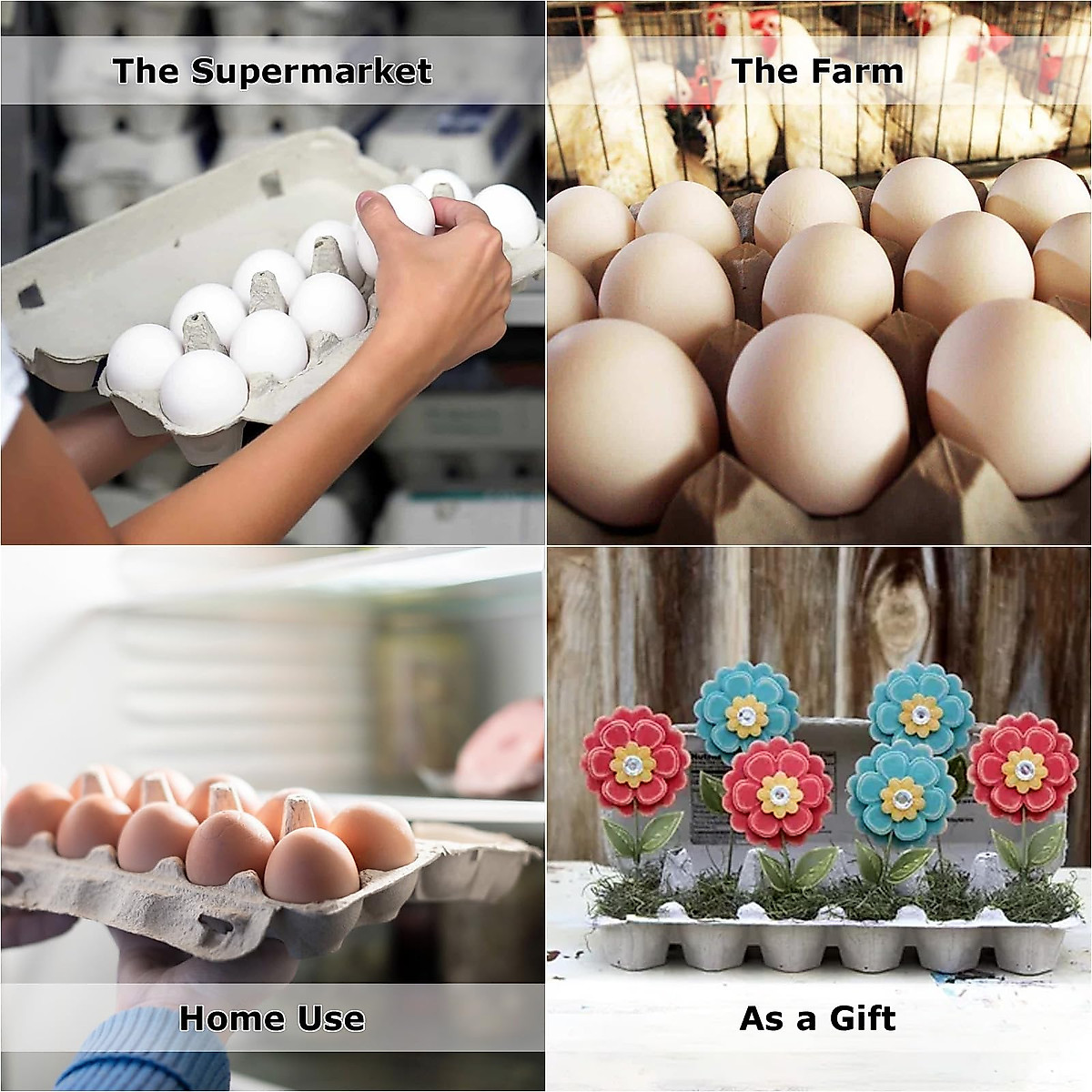 22 Pcs 12 Count Egg Cartons Cheap Bulk Empty Cardboard Egg Cartons Paper Egg Cartons for Chicken Egg, Fresh Egg and Sale, with Sticker