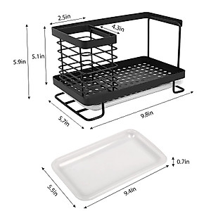 MOLINGRITAR Kitchen Sink Caddy Organizer with Sponge Holder, Stainless Steel Sink Caddy for Organizing Sponge Dishcloth Soap Brush, Kitchen Sink Organizer Rack with Removable Drip Tray