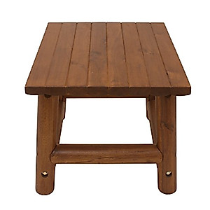 Leigh Country Amber Log Perch Handcrafted Hardwood Acacia Small Rectangular Accent Side End Table for Outdoor, Patio, and Garden, Brown