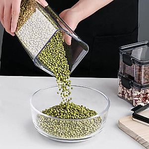 PQZKLDP 2pcs Airtight Food Storage Containers 0.95L(32.1OZ)- with Lids BPA Free Clear Plastic Kitchen and Pantry Organization Canisters for Cereal, Dry Food Flour & Sugar - Labels, Marker & Spoon Set