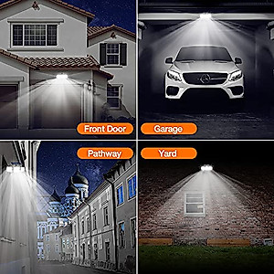 Outdoor Solar Powered Flood Lights, KwafoTri 138 LED 2200LM with Remote Control, IP65 Waterproof, 3 Adjustable Heads, 270° Wide Angle, Wireless Security Light for Garage Patio Porch Garden Yard-2 Pack