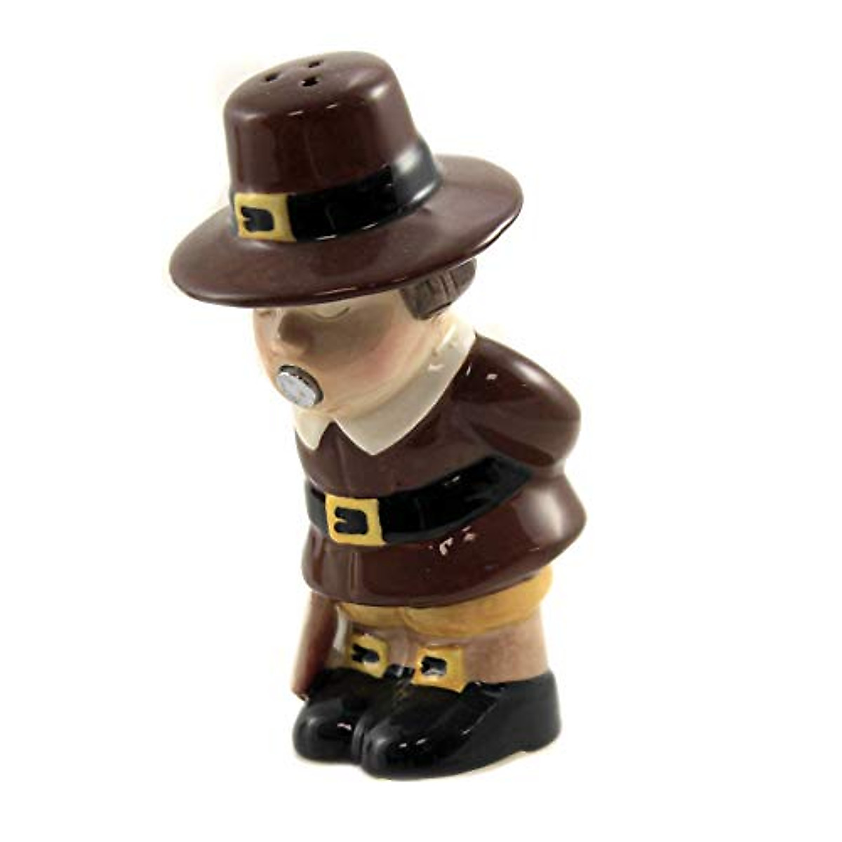 Turkey and Pilgrim Magnetic Ceramic Thanksgiving Salt and Pepper Shakers