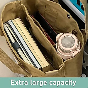 Large Capacity Multi Pocket Handbag, Ladies Fashion Canvas Tote, Canvas Bag With Zipper, Large Capacity Shoulder Bags (1PCS Black)