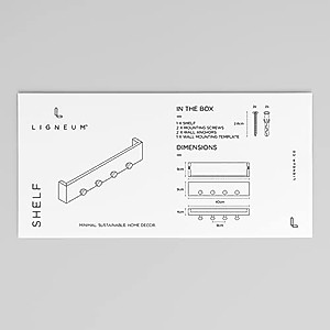 Ligneum Small Wall Shelf with Hooks for Hanging Coats - Wall Mounted Coat Rack and Floating Shelf with Hooks - Apartment Decor Entryway Wall Shelf with Key Organizer and Mail Organizer.