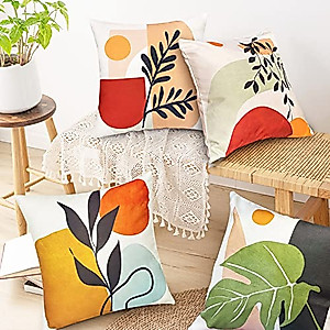 BOYOUAN Outdoor Pillow Covers 18x18 Set of 4 Waterproof Boho Throw Pillows Cover for Couch Patio Furniture Garden Balcony Tent Sofa Decorative Square Pillowcase Spring Outdoor Farmhouse Decor