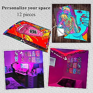 HK Studio Hippie Room Decor Aesthetic Posters - Grunge Room Decor for Dorm, Teen Room 8" x 12" Pack 12