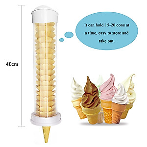 KUNHEWUHUA Ice Cream Cone Dispenser-16’’L x 3’’ Dia Plastic Tube with 1.6-2.6ins 2.4-3 ins gasket