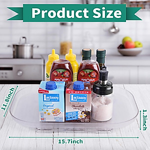 Large 360 Rotating Lazy Susan for Refrigerator Organizers and Storage, Clear 15.7'' Square Lazy Susan Turntable Organizer for Refrigerator, Spices, Fruit, Dining Table, Kitchen