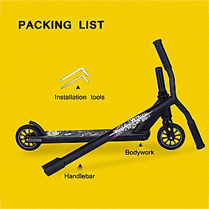 WRRAC-Trampolines Multiple Colors Freestyle Sports Kick Scooter Durable Push Scooter Lightweight Alloy Deck 360 Spin T-Bar 100kg Max Load for Kids 8 Years and up