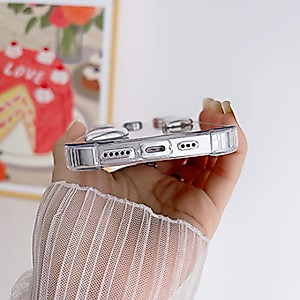 Shinymore iPhone 13 Pro Mirror Case Flexible Cute Heart Soft Silicone Clear Makeup Mirror Women Girls Shockproof Protect Cover Case for iPhone 13 Pro