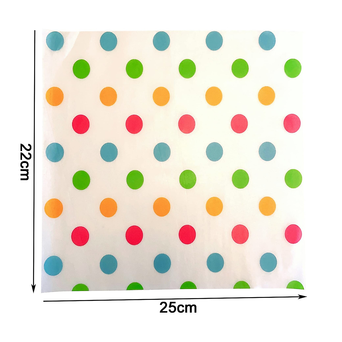 ZZJ 150 Spring Wax Paper Sheets Deli Wraps Tray&Basket Liner Deli Paper Polka Dot Printed Wax Paper Baking Paper Parchment Paper Greaseproof for Food 25 * 22cm (Colorful)
