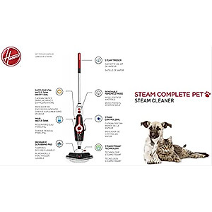 Hoover Complete Pet Steam Mop with Removable Handheld Steamer, Cleaner for Tile and Hardwood Floors, WH21000, White 11 IN x 8.75 IN x 25 IN