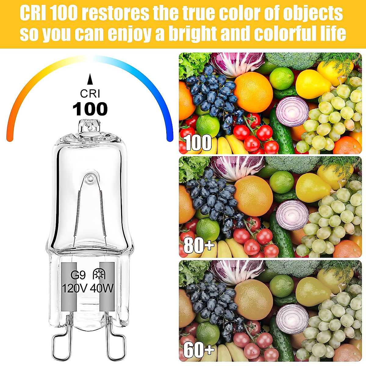 LURNOFY G9 Halogen Light Bulbs,120V 40W Halogen Bulbs 2 Pin,6 Pack Halogen Bulbs Dimmable 2700K Warm White Long Lasting,Flicker Free G9 Bulb for Under Cabinet Puck Light,Chandeliers,Microwave Oven,RV