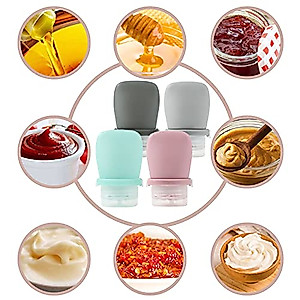 TACYKIBD 4Pcs Squeeze Salad Dressing Bottles, Leakproof Mini Sauce Condiment Bottles and Portable Dressing for Lunch with Bandage, Salad Dressing to Go Container with 2Pcs Cleaning Brush (38ml)