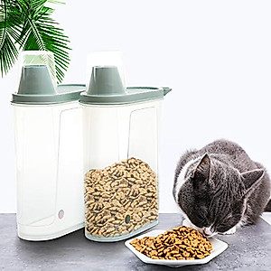 Citylife 2 PCS 2.5 LB Dog Food Containers Small Pet Cat Food Storage Container Pour Spout Measuring Cup Bird Dry Food Dispenser with Lid