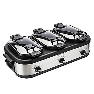 AmazonCommercial Stainless Steel 3x2.5QT Triple Slow Cooker