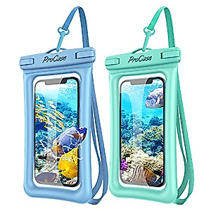 JOTO 2 Pack Floating Waterproof Phone Holder Pouch Bundle with 1 Universal Waterproof Pouch + 1 Floating Wrist Strap for Camera
