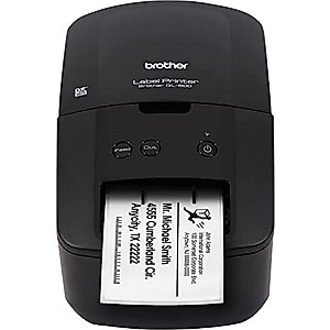 Brother QL-600 Economic Desktop Wired Label Printer, Black - USB Connectivity - up to 2.4" Wide, 300 x 600 dpi, 44 Labels Per Minute, Automatic Cutter Label Maker for Home and Office
