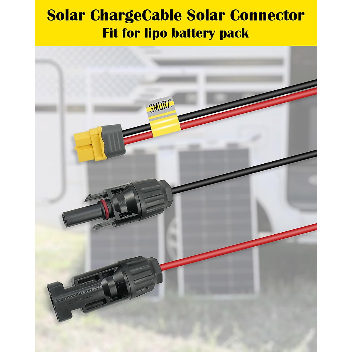 GMURA Solar to XT60 Extension Cable, 12AWG XT60 Adapter Cable Solar Panel Wire for Portable Power Station Solar Generator Battery Pack, 10Ft