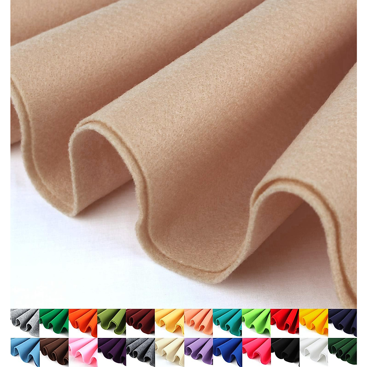 Barcelonetta | Felt Fabric | 72" Wide | 1.6mm Thick | Acrylic & Soft | Felt by The Yard | Felt for DIY Crafts, Projects, Sewing (Tan, Half Yard)
