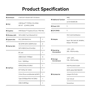Beelink SER5 Mini PC, AMD Ryzen 7 5700U(8C/16T up to 4.3GHz),16GB DDR4 500GB NVME SSD WiFi 6/BT5.2/HDMI+Type-C+DP Triple Display Mini Office Business Gaming Computer