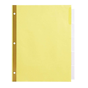 Office Depot Insertable Dividers with Big Tabs, Buff, Clear Tabs, 5-Tab, Pack of 4 Sets, 14775