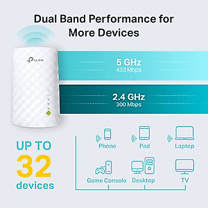 TP-Link AC750 WiFi Extender (RE220), Covers Up to 1200 Sq.ft and 20 Devices, Up to 750Mbps Dual Band WiFi Range Extender, WiFi Booster to Extend Range of WiFi Internet Connection