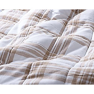 Gravity Blanket Sherpa Weighted Blanket, 10 lbs Taupe Plaid 48" x 66", The Original Weighted Blanket for Sleep, Brushed Flannel Sherpa Blanket, Cotton Made Breathable Throw Blanket
