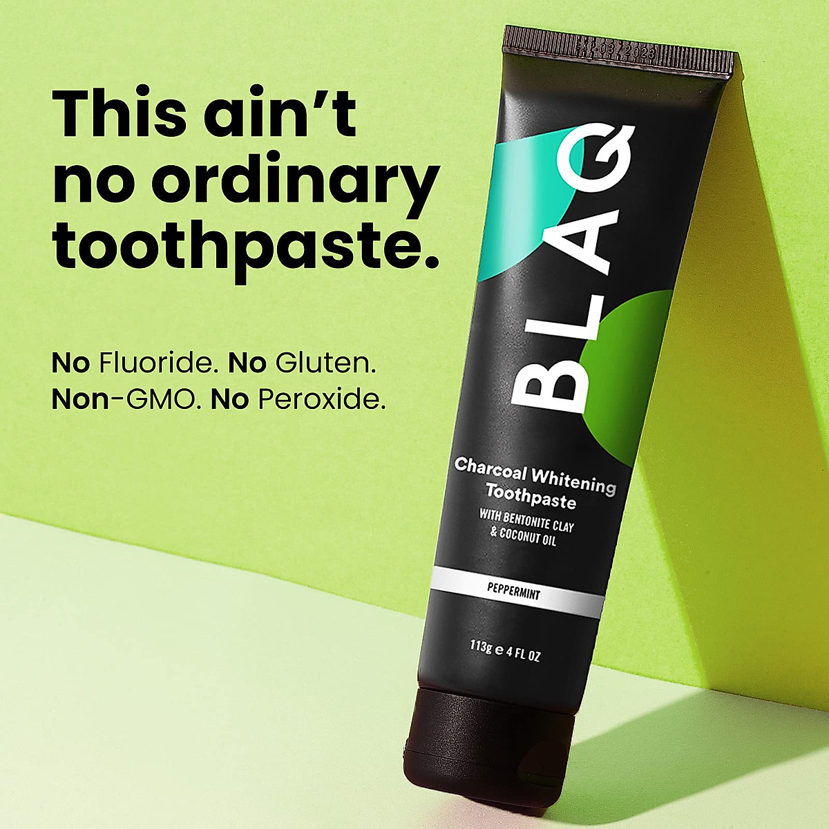 BLAQ Activated Charcoal Teeth Whitening Toothpaste | Vegan Organic SLS Free Toothpaste with Coconut Oil and Bentonite Clay | Charcoal Toothpaste for Whitening Teeth, Removing Stains - 4 OZ / 113g