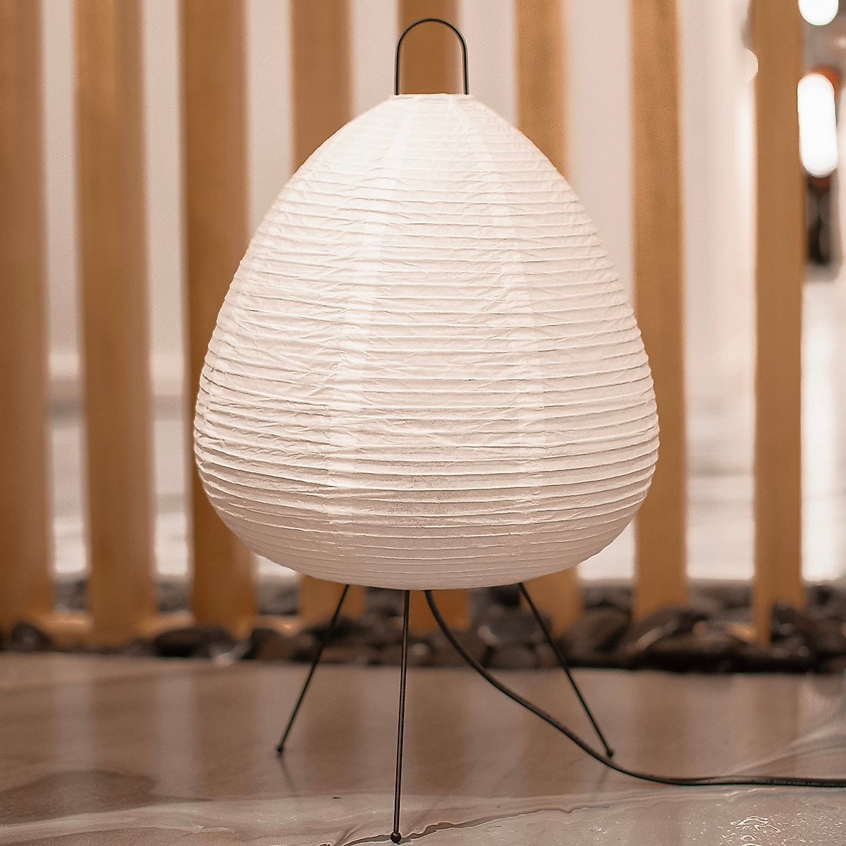 Japanese Decor Lantern Lamp • Dimmable Japanese Paper Lamp • Cozy Japandi Style Paper Lamp • Japanese Paper Lantern Light • Rice Paper Lamp • Off White Lamp (Table Lamp)