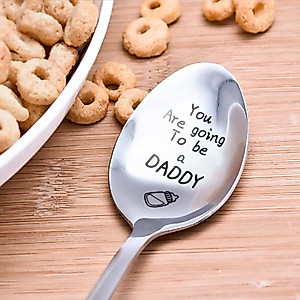 Engraved Stainless Steel Spoon with gift box, You Are Going To Be a Daddy, Pregnancy Reveal Gifts Announcement Spoon Ice cream Spoon For Husband Valentine's day