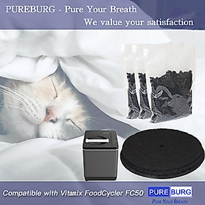 PUREBURG FC-50 Odor Absorbing Carbon Refills Pack Compatible with Vitamix FoodCycler FC50, Collecton Lid Filter Carbon Filters 3+3
