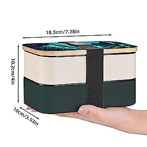 Water Moon Cave Adult Lunch Box, Bento Box, With Cutlery Set Of 3, 2 Compartments, Rectangular, Lunch Box For Adults