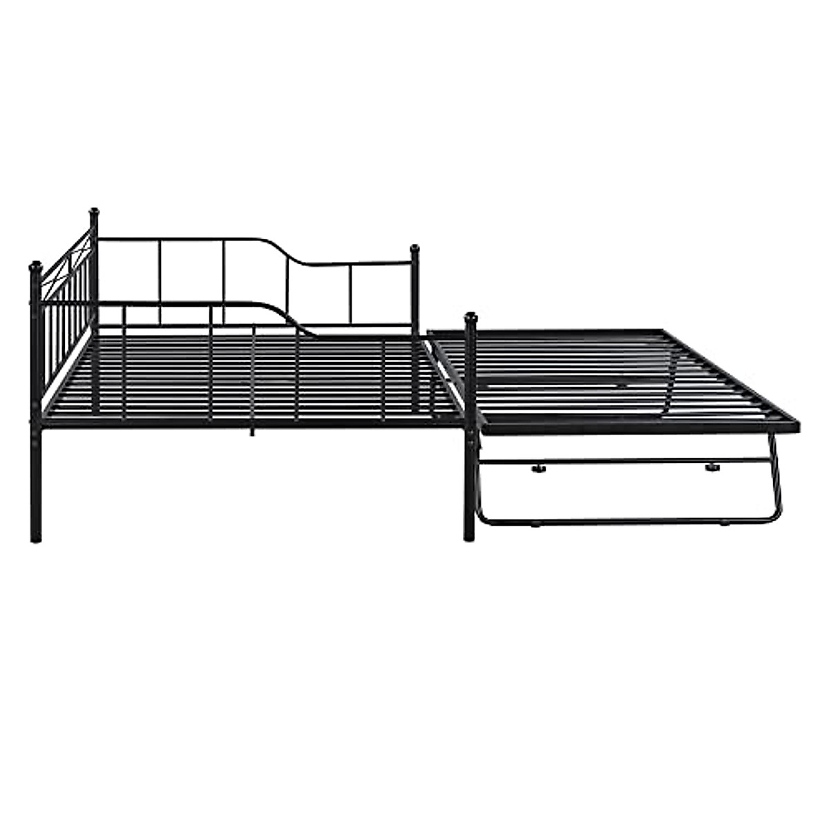 LUSPAZ Full Size Extendable Bed with Pop Up Trundle, Twin to King Daybed with Pull Out Trundle for Adults, Kids