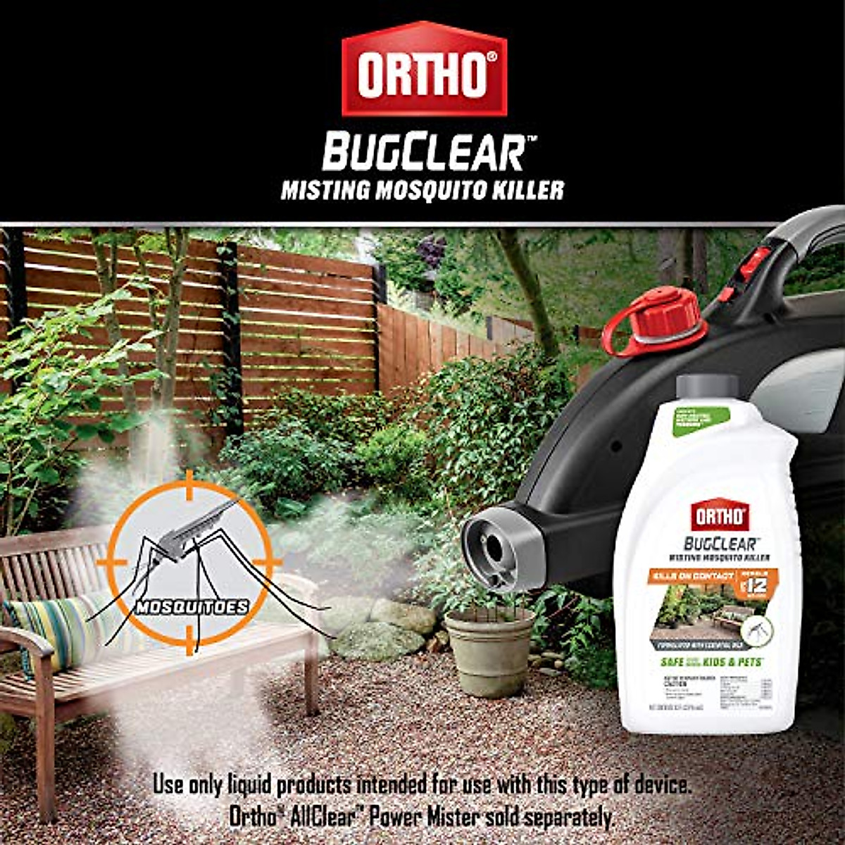 Ortho BugClear Misting Mosquito Killer - Outdoor Misting/Fogging Ready-to-Use Solution, Kills on Contact, Repels Mosquitoes, 32 oz.