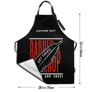 MLIANCEN Custom Barber Apron for Men Women, Personalized Photo Logo Text Barbershop Apron with Pockets, Customized Adjustable Bib Apron for Hair Salon Hairdressers