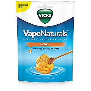 Vicks VapoNaturals Honey Throat Lozenges 19 Drops in Resealable Bag