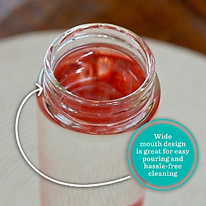 Glass Water Bottles - 4 Pack Wide Mouth Juice Bottles with Clear Lids for Juicing, Smoothies, Fruit Water, Teas, Beverage Storage (10 oz)