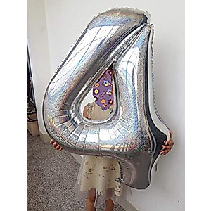 Laser Silver 3 Balloons,40 Inch Birthday Foil Balloon Party Decorations Supplies Helium Mylar Digital Balloons (Laser Silver Number 3)