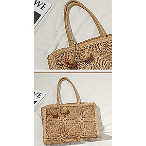 Women’s Handwoven Straw Beach Bag Chic Purse Summer Vocation Straw Tote Handbag Lightweight Hobo Tote