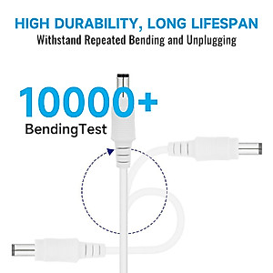 2 Pack 33ft/10M Power Extension Cable, 2PCS DC 12V Power Adapter Extension Cord 2.1mm x 5.5mm, Compatible with 12V DC Adapter Power Supply or Wall Charger for CCTV Security Camera IP Camera(White)