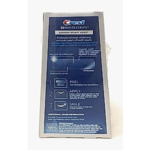 Crest 3D Whitestrips Supreme Bright Boost Teeth Whitening Strips, 8 Levels Whiter, 7 Treatments, 14 Count (Pack of 1)