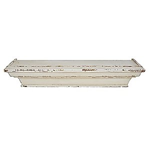 DQ DQ HOME DECOR Cheyenne Wall-Mount Display Shelf, Wall Shelves Organizer for Bedrooms, Hallways, Stairways, Entryways, Kitchens, and Bathrooms, Distressed White 24IN