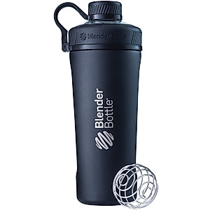 BlenderBottle Radian Shaker Cup Insulated Stainless Steel Water Bottle with Wire Whisk (26-Ounce) and BlenderBottle 2-in-1 Shaker Bottle and Straw Cleaning Brush