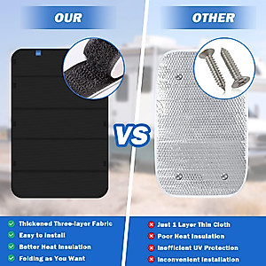 CoukouCover RV Door Window Curtains, Heavy Duty Waterproof Oxford Fabric 25 x 16 Inch Foldable RV Blackout Window Cover, Camper Door Window Cover (Black)