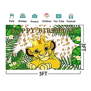 SOPAK The Lion King Backdrop for Birthday Party Decorations, Wild Jungle Background for Baby Shower Party Cake Table Decorations Supplies, The Lion King Theme Banner, 5x3ft, green, One Size